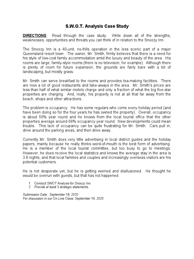 Case Study On Swot Analysis | PDF | Finance & Money Management | Law