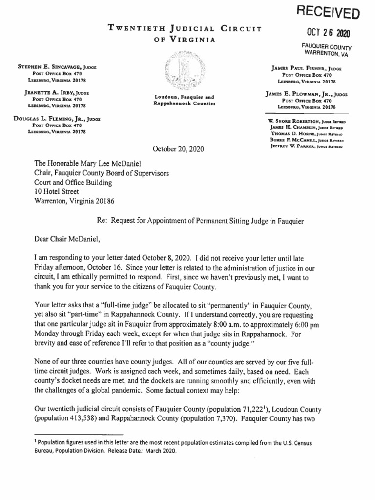 Judge Fleming Response To Fauquier | PDF