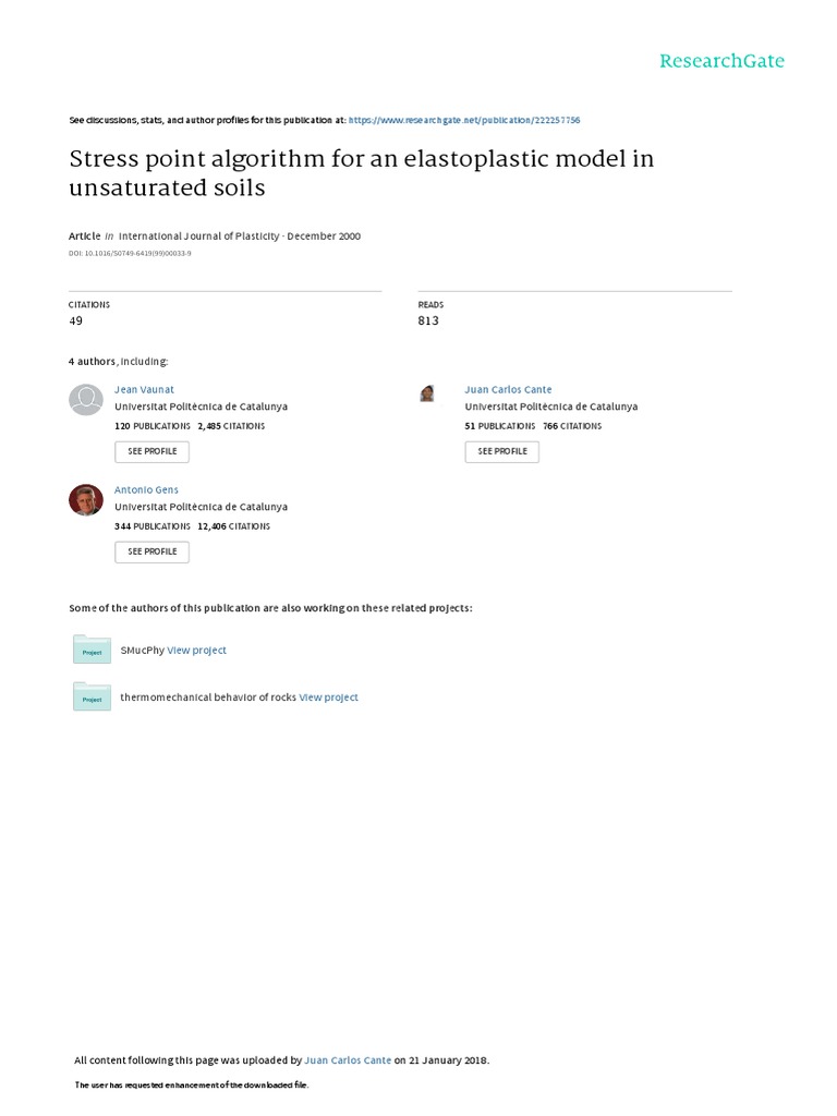 Stress Point Algorithm For An Elastoplastic Model | PDF | Yield (Engineering) | Plasticity (Physics)