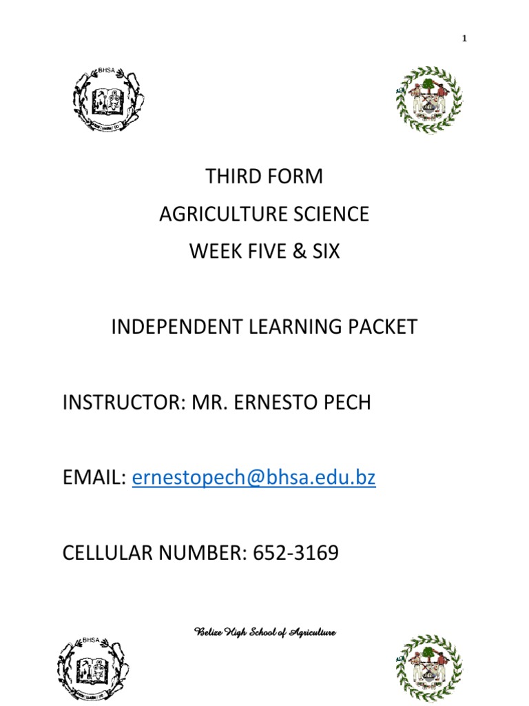 Third Form COVER PAGE WEEK 5-6 | PDF | Agriculture | Cognition