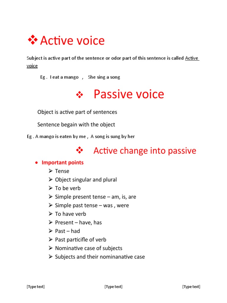Active Voice | PDF | Subject (Grammar) | Syntax