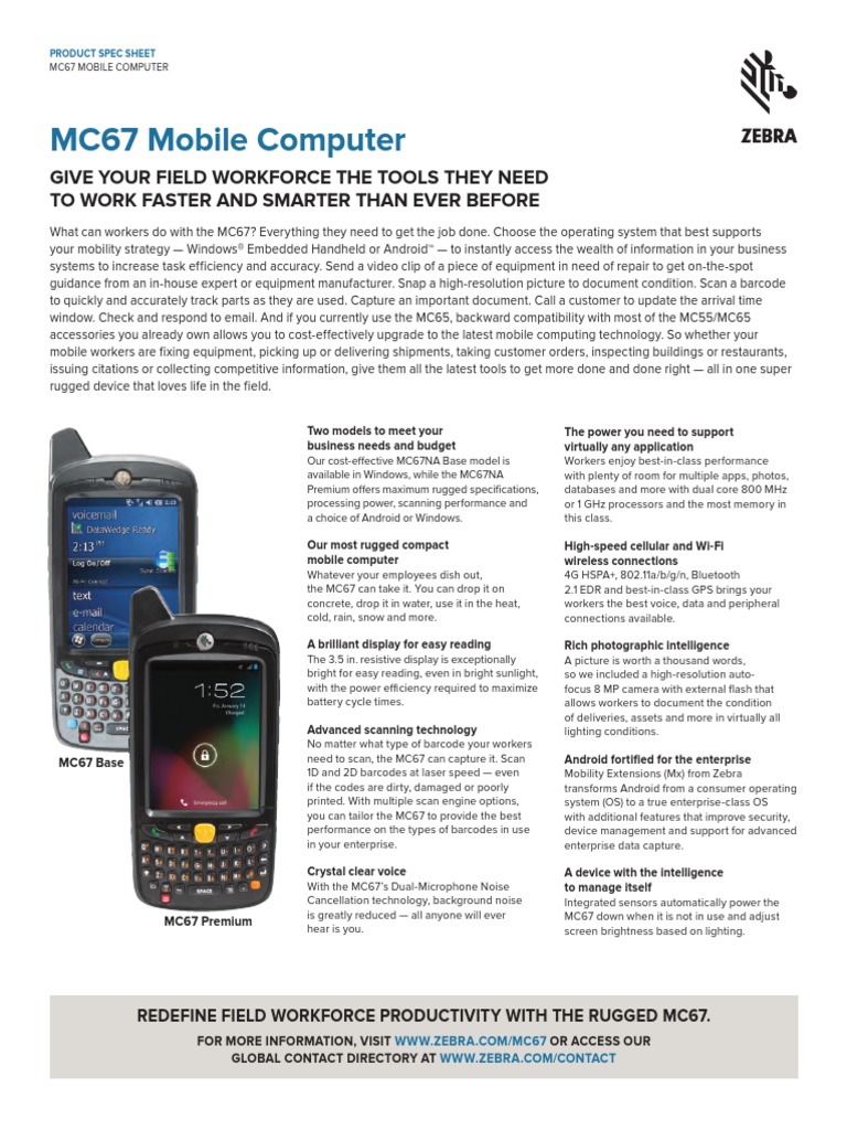 1018 Especificaciones Tecnicas Zebra mc67 | PDF | Digital Camera ...