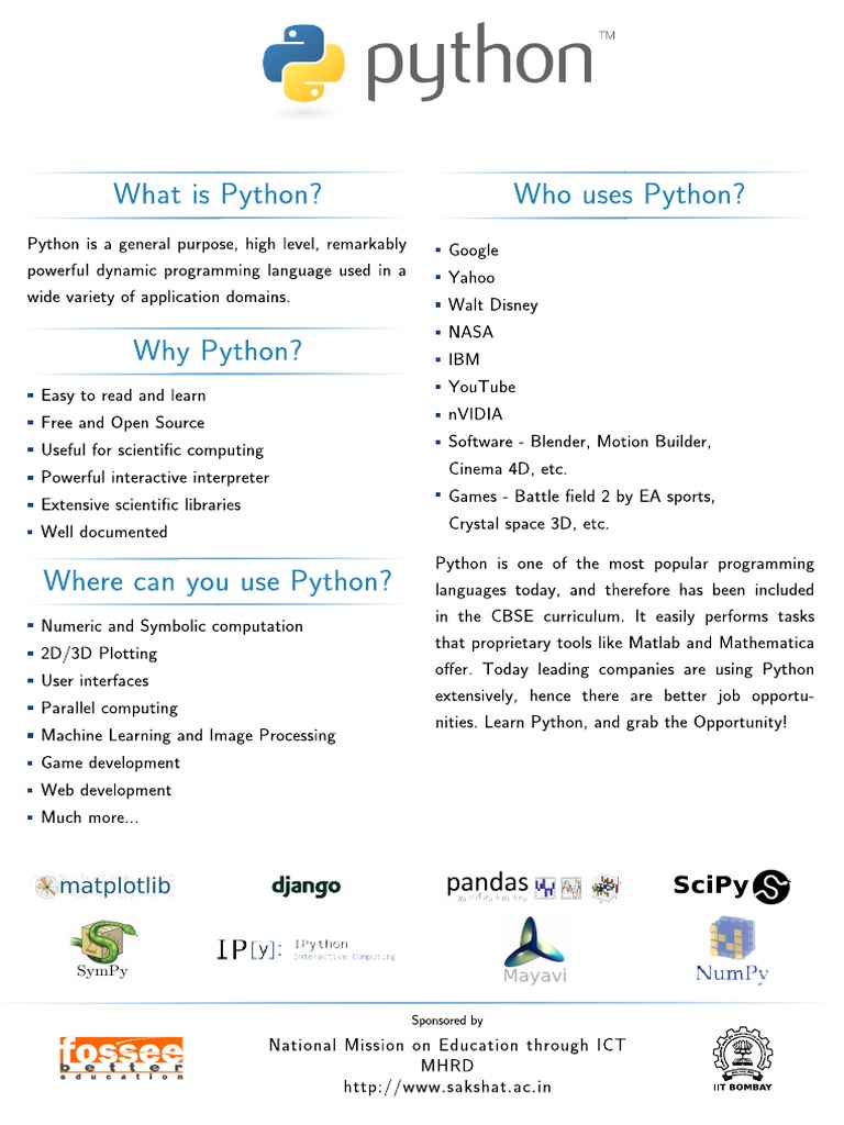 Python 3.4.3 Brochure English PDF | PDF