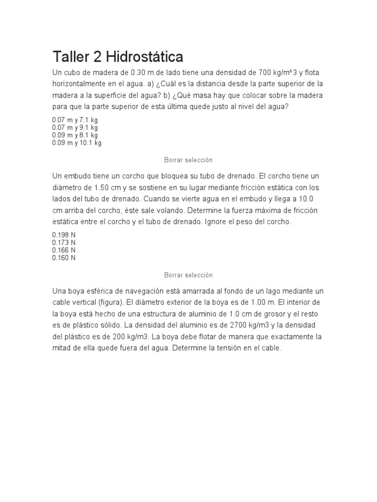 Taller 2 Hidrostática Pdf