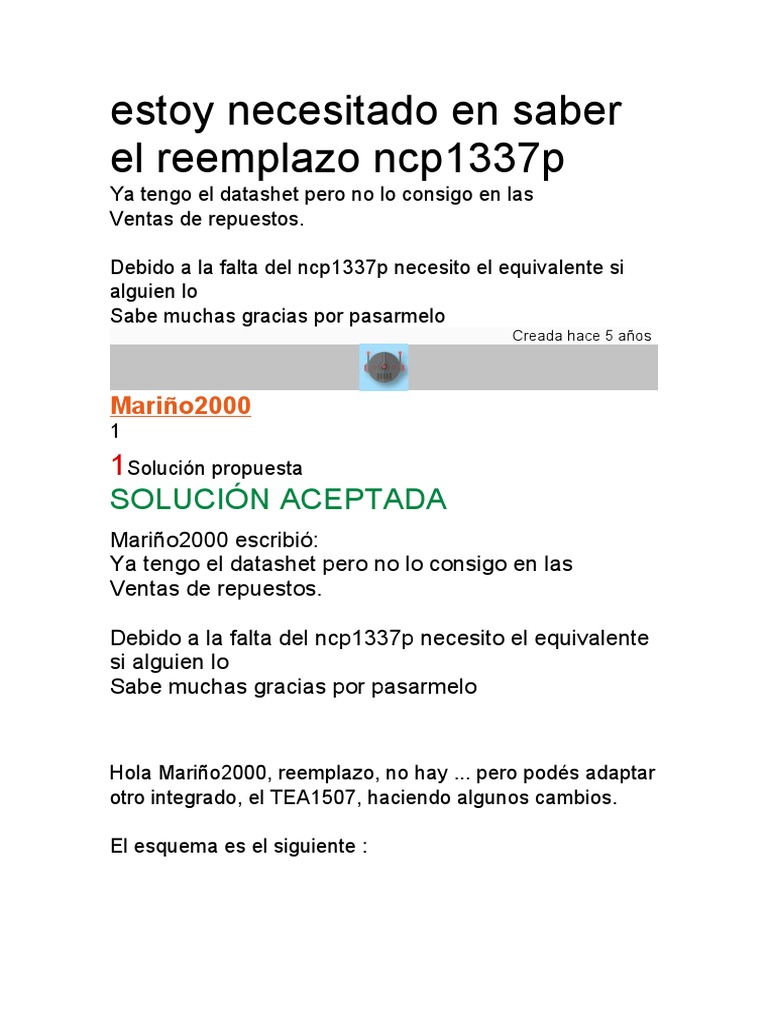 El Reemplazo ncp1337p | PDF