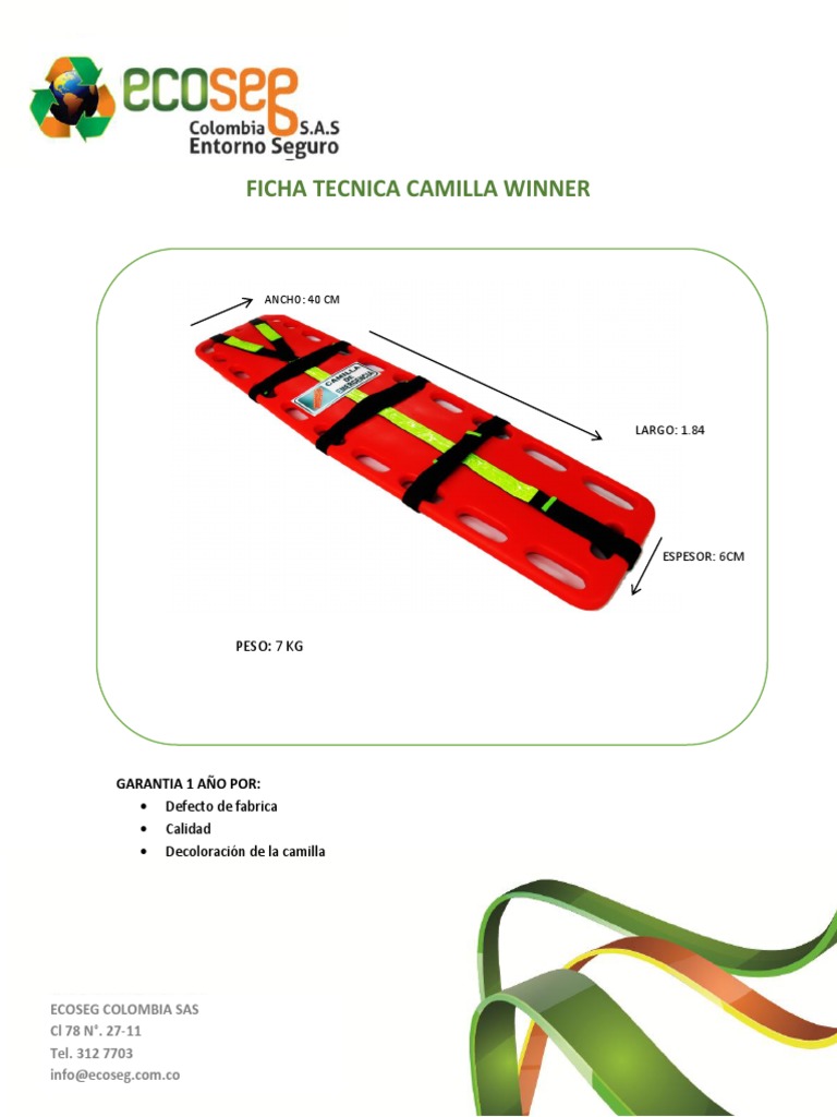 Ficha Tecnica Camilla Winner Naranja | PDF