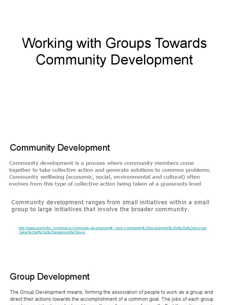 Working With Groups Towards Community Development | PDF | Psychological ...
