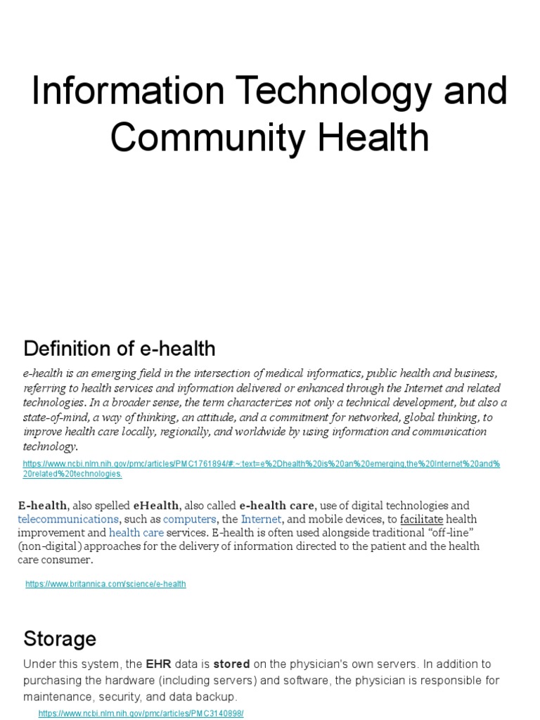 Information Technology and Community Health | PDF | Health Informatics ...