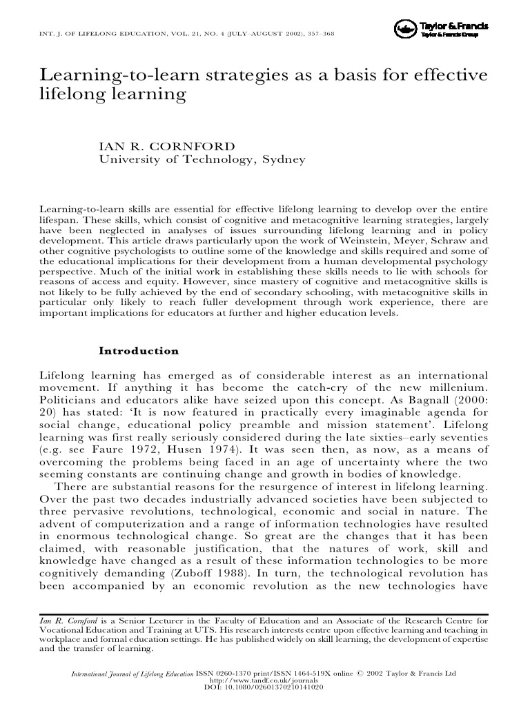 Learning-to-Learn: Lifelong Skills | PDF | Metacognition | Lifelong ...