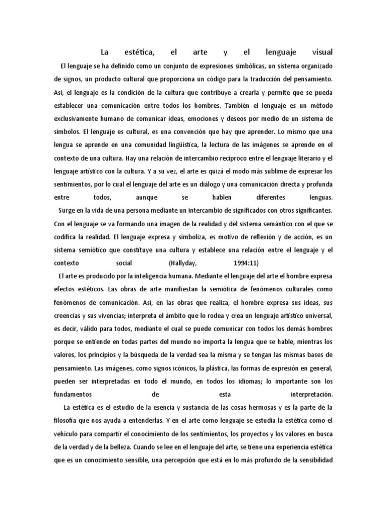 Resumen Breve de La Estética El Arte y El Lenguaje Visual | PDF ...