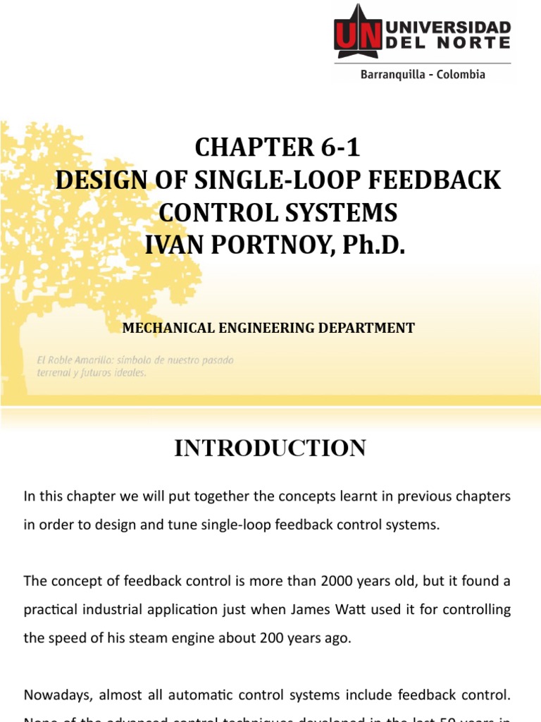 Chapter 6-1 Design of Single-Loop Feedback Control Systems Ivan Portnoy ...