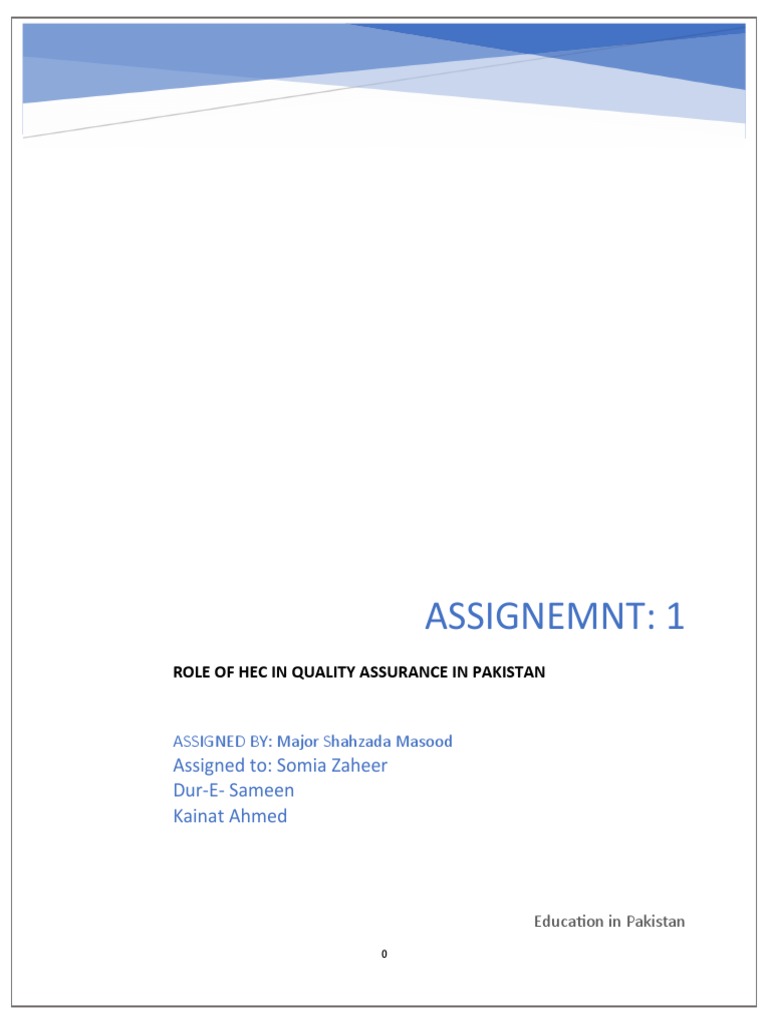 Assignemnt: 1: Assigned To: Somia Zaheer Dur-E-Sameen Kainat Ahmed | PDF | Quality Assurance ...