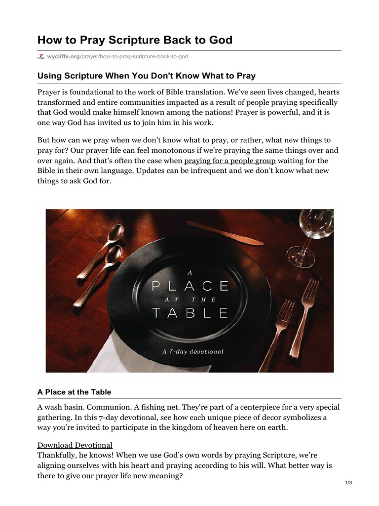 How To Pray Scripture Back To God | PDF | Prayer | Epistle To The Romans