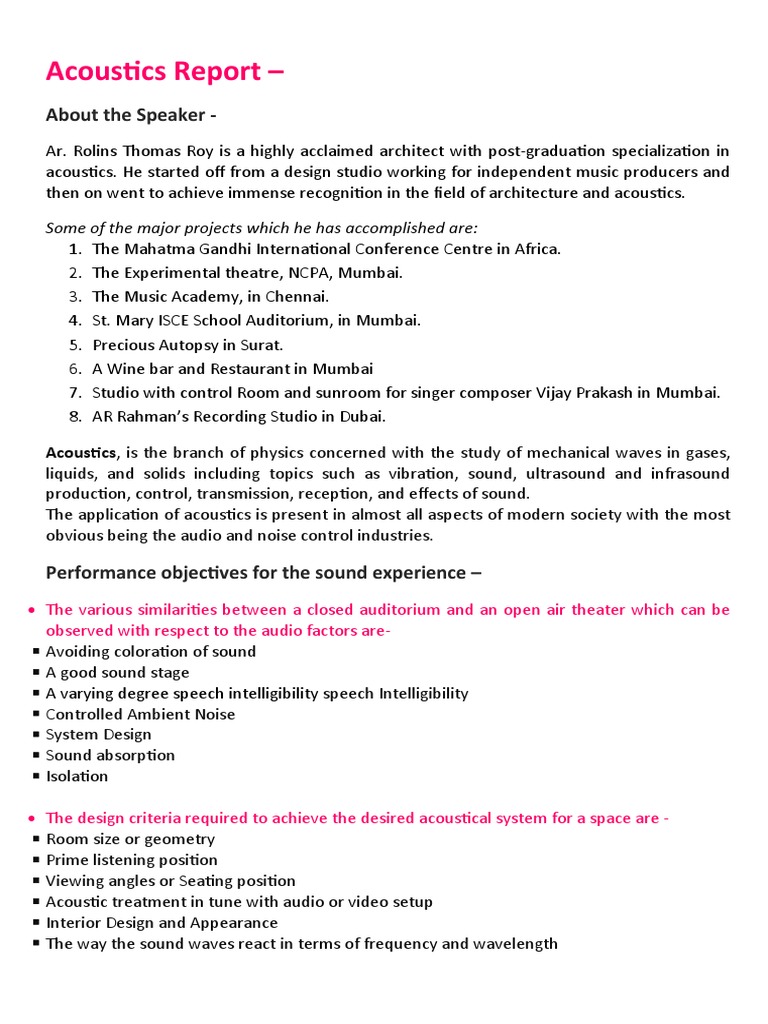 Sanjana 04 Acoustics Report | PDF | Sound | Waves