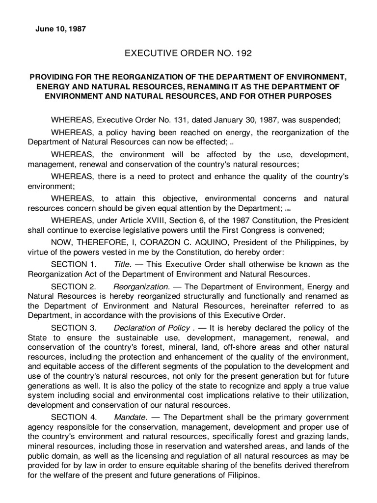 Reorganization of Environment Department | PDF | Resource ...