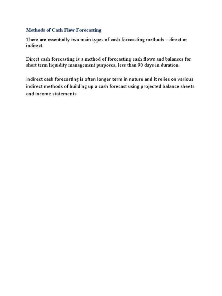 Cash Flow Forecasting Methods | PDF