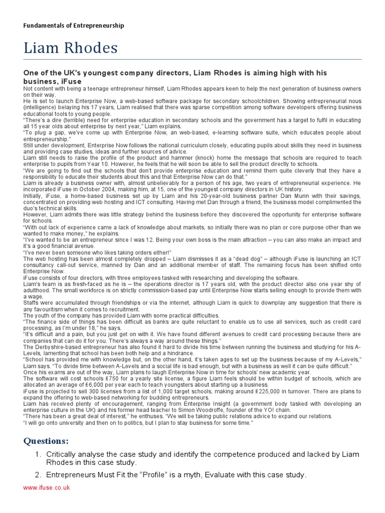 Liam Rhodes: One of The Uk'S Youngest Company Directors, Liam Rhodes Is ...