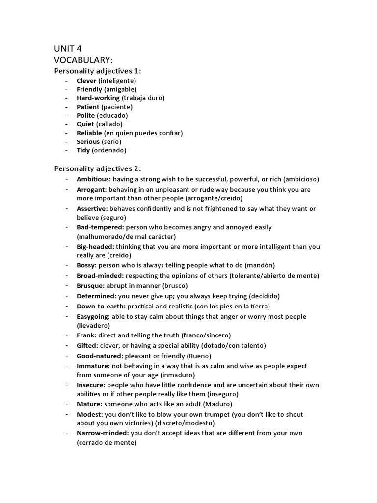 Personality Traits and Character Descriptors: A Comprehensive List of ...