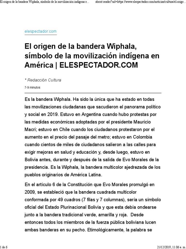 El Origen de La Bandera Wiphala, Símbolo de La Movilización Indígena en ...