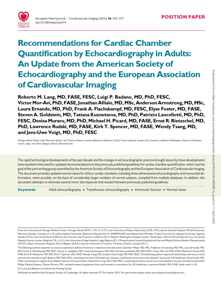 Chamber Quantification 2015 | PDF | Echocardiography | Circulatory System