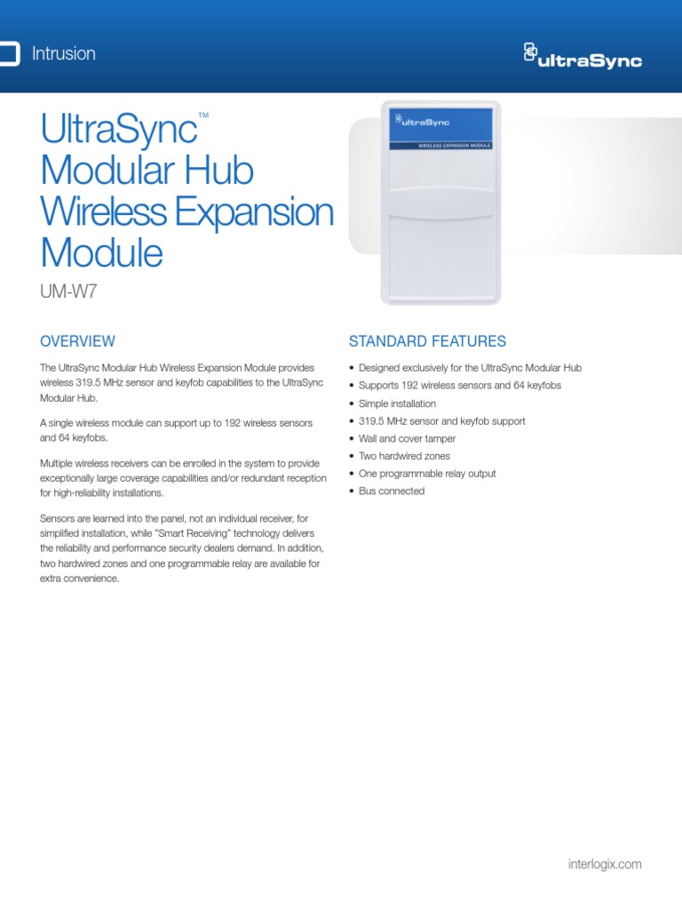 Ultrasync Modular Hub Wireless Expansion: Intrusion | PDF | Security Alarm | Wireless