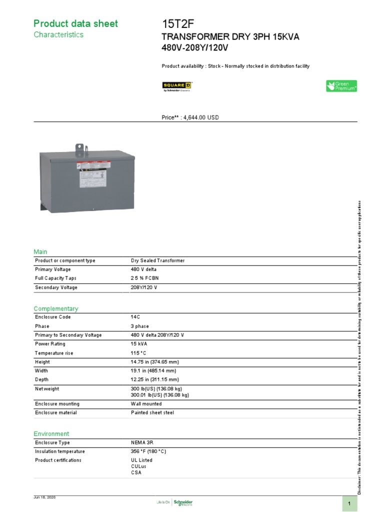 Low Voltage General Purpose Transformers - 15T2F | PDF | Transformer ...