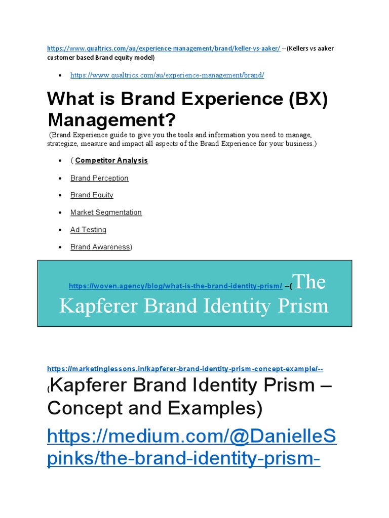 The Kapferer Brand Identity Prism: What Is Brand Experience (BX ...