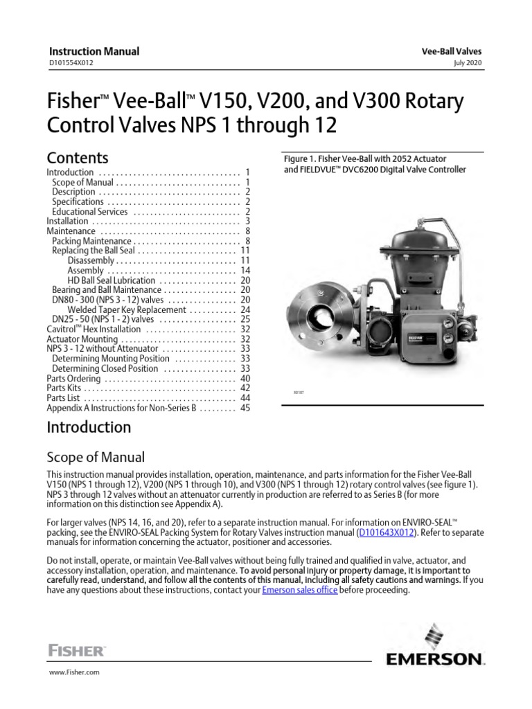 Instruction Manual Fisher Vee Ball v150 v200 v300 Rotary Control Valves ...