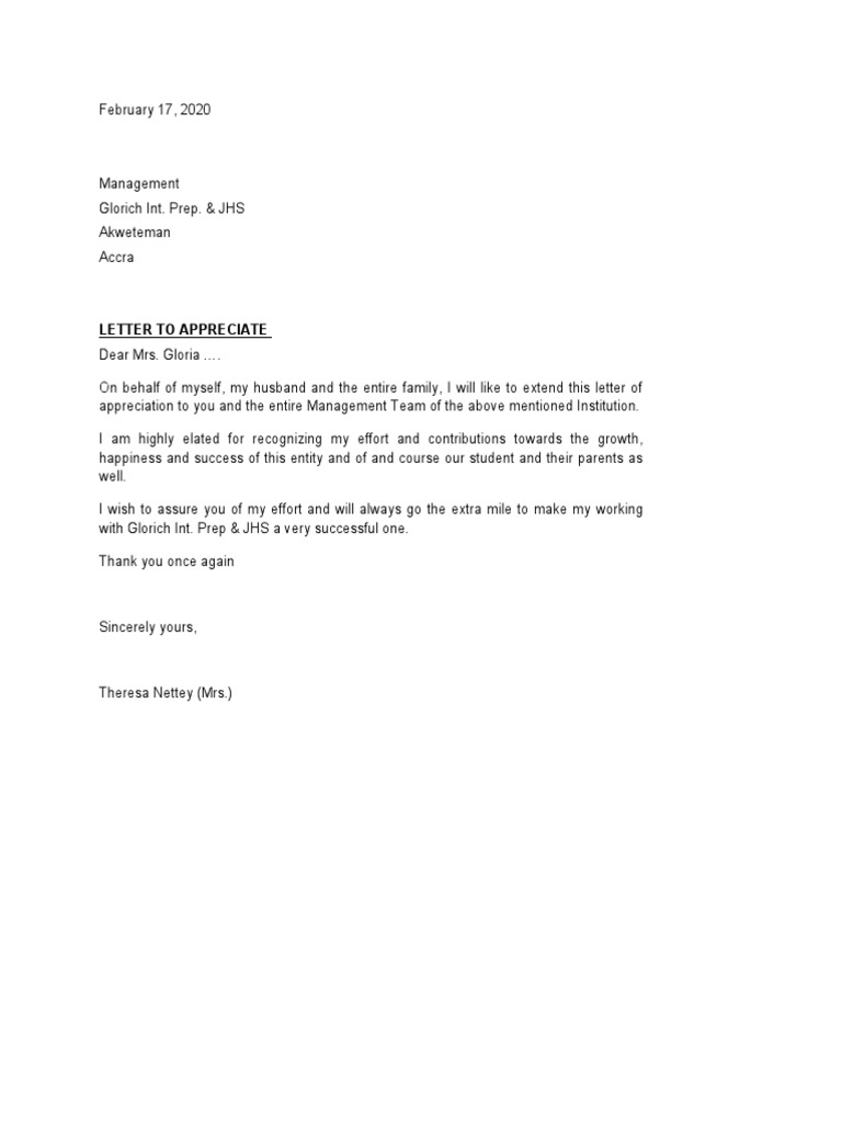 Employee Appreciation Letter Template | PDF