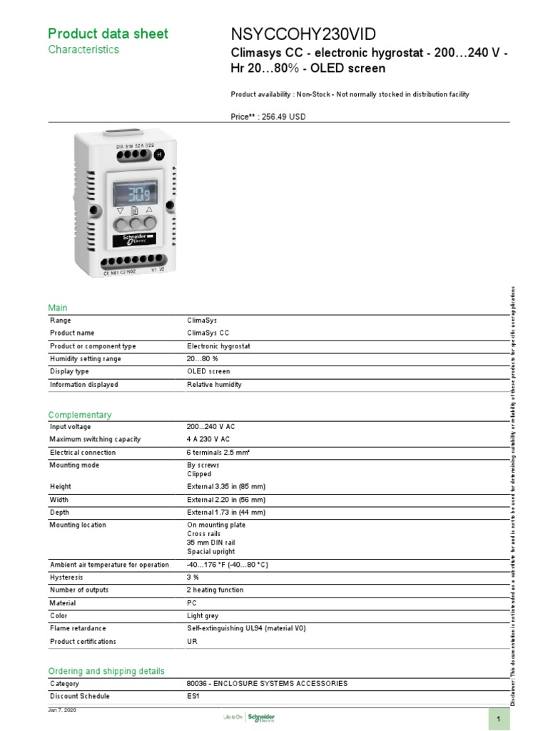 ClimaSys CC Electronic Hygrostat Data | PDF | Manufactured Goods ...
