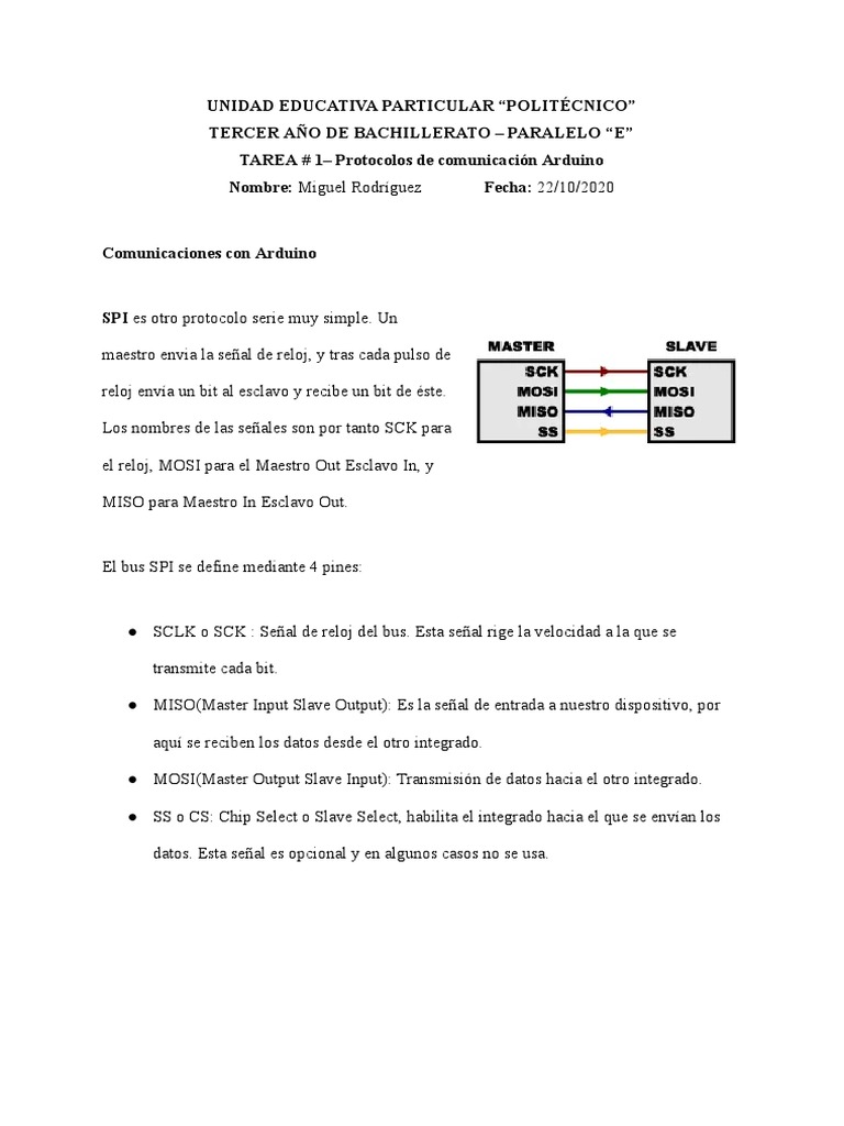 Protocolos de Comunicacion Arduino MIGUEL RODRIGUEZ | PDF | Hardware de la computadora ...