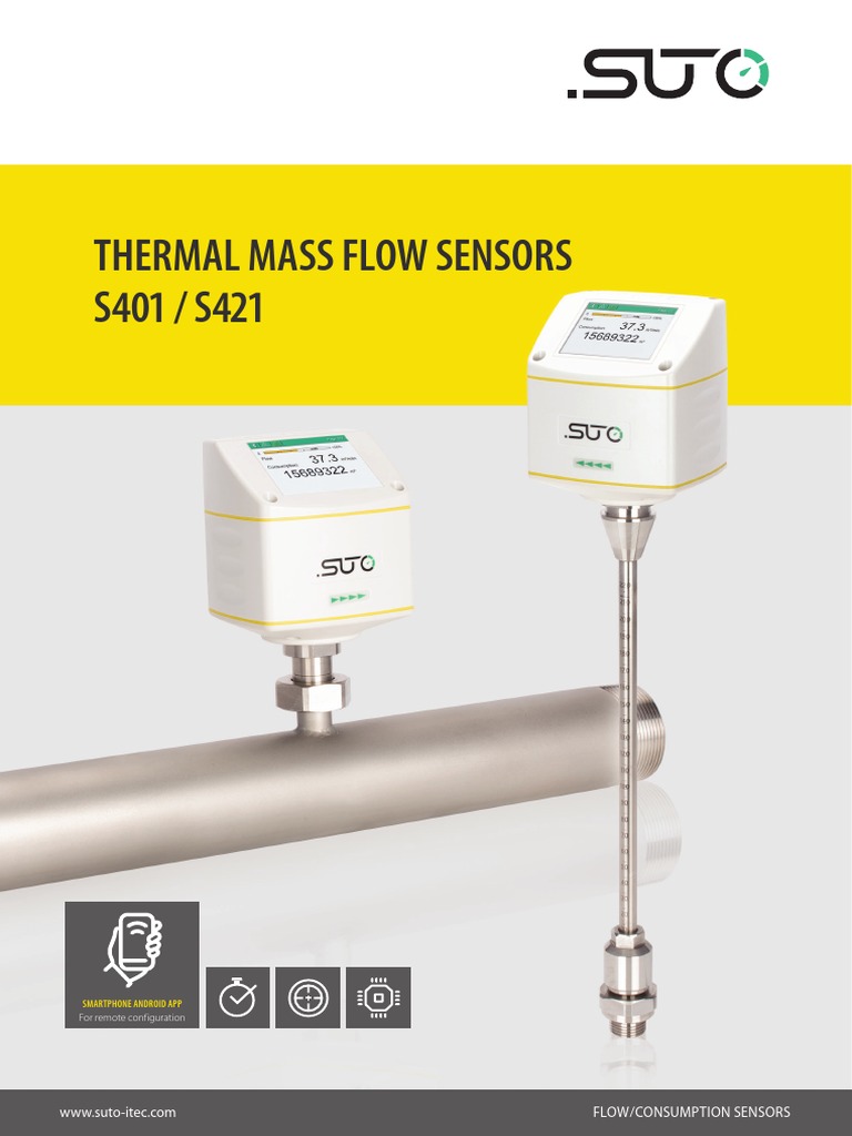 Thermal Mass Flow Sensors S401 / S421 | PDF | Flow Measurement | Pipe (Fluid Conveyance)