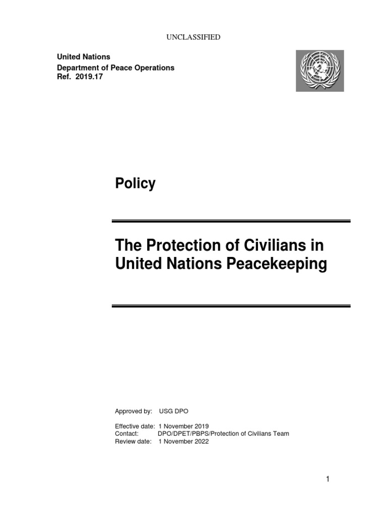 UN Peacekeeping Civilians Protection Policy | PDF | Peacekeeping | Civilian