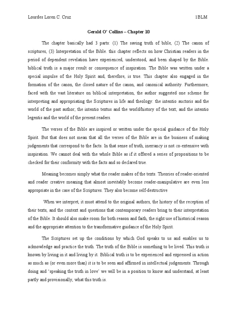 Theo - Chapter 10 | PDF | Biblical Inerrancy | Bible