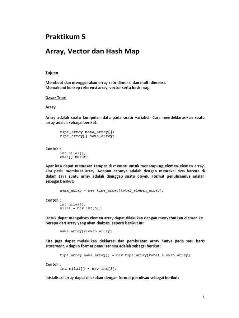 Praktikum 05 - Array, Vector Dan Hash Map PDF | PDF