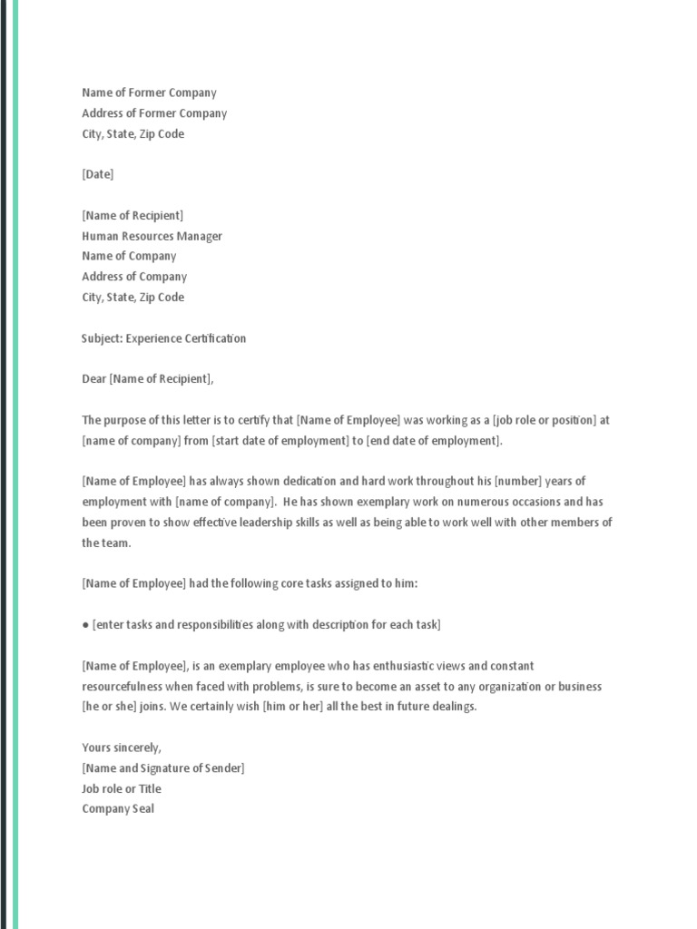 Experience Letter Format | PDF