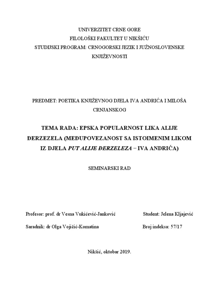 Put Alije Đerzeleza | PDF