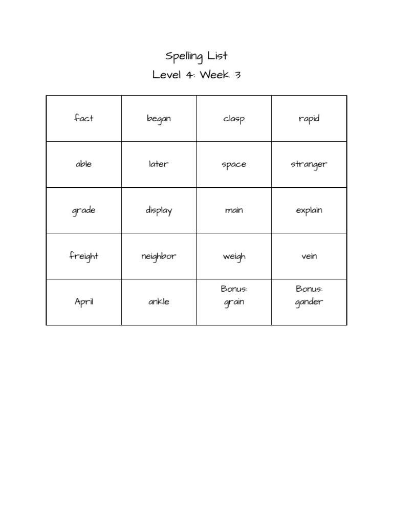 Spelling Level 4 Week 3 | PDF