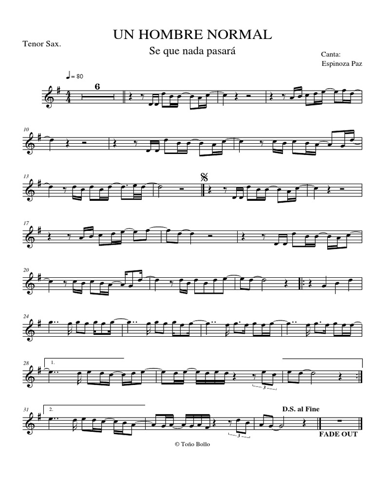 UN HOMBRE NORMAL - Tenor Sax PDF | PDF