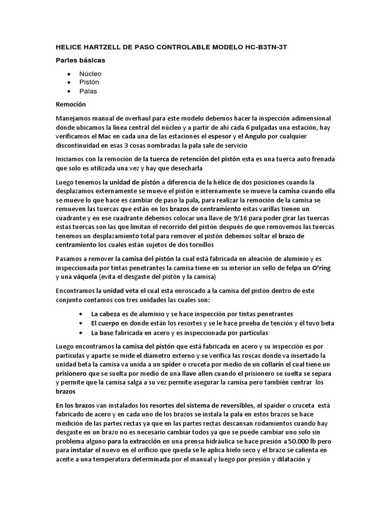 Helice Hartzell de Paso Controlable | PDF | Pistón | Tornillo