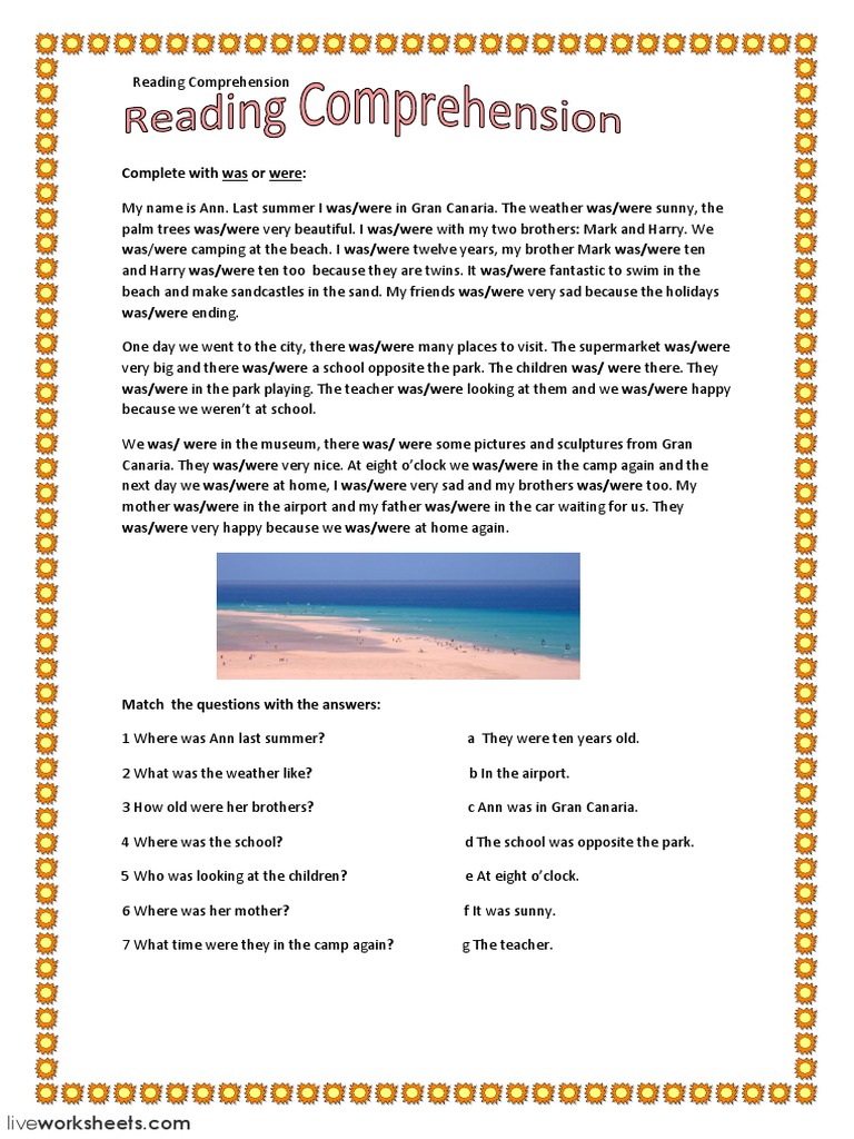 Reading-Comprehension-was-were My Name Is Ann PDF | PDF