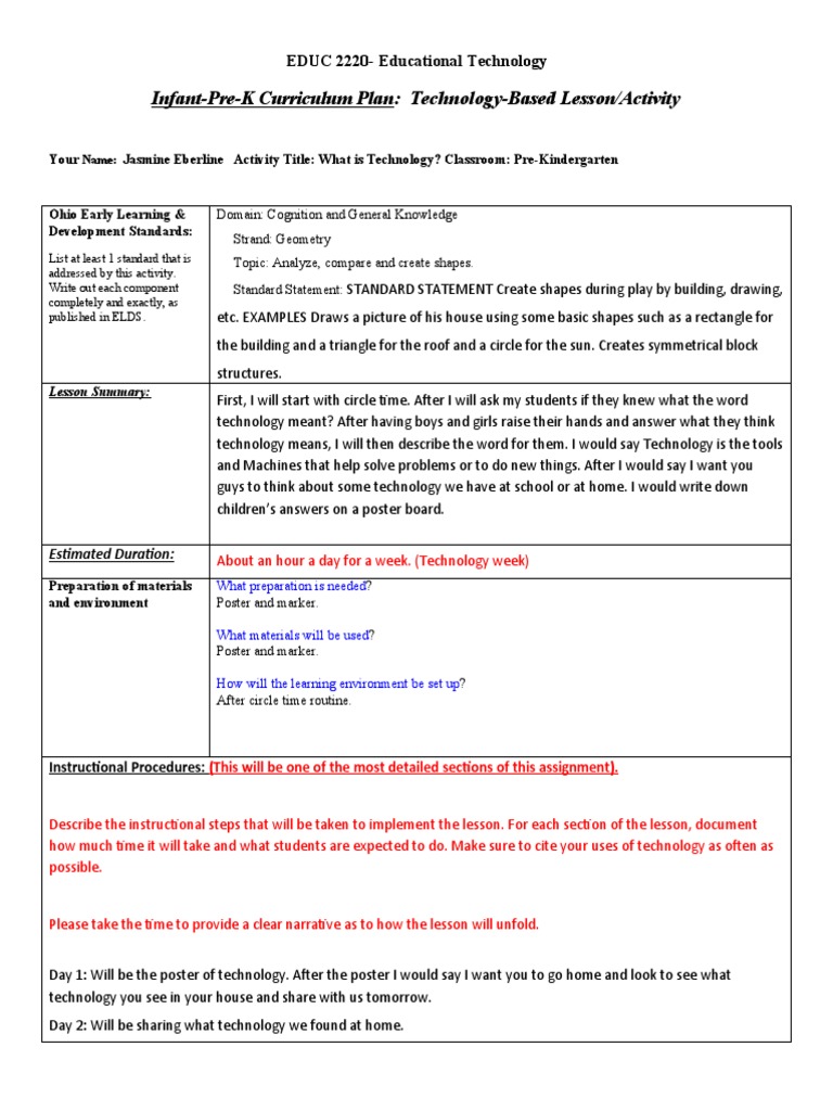 Ed Tech ECDE Activity Plan | PDF | Educational Technology | Communication