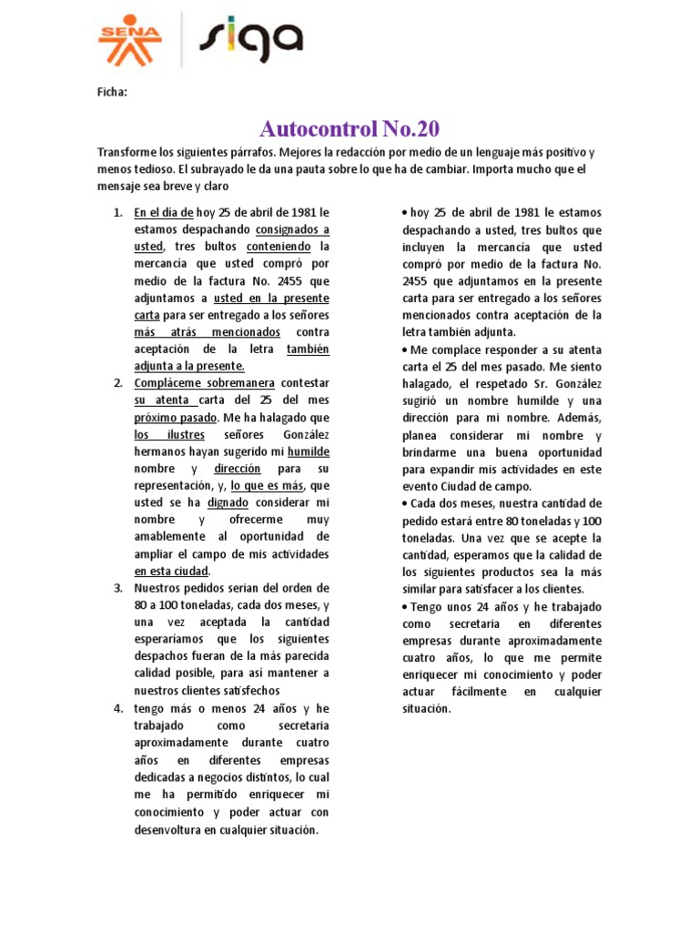 Actividad Autocontrol | PDF | Business