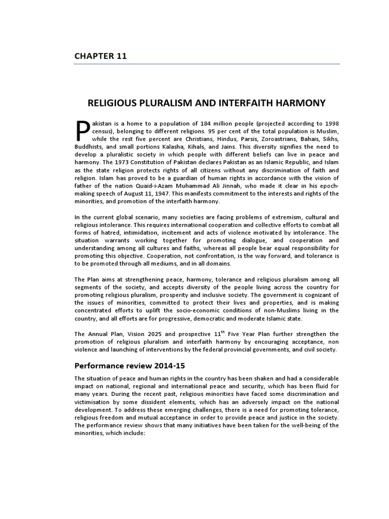 Religious Pluralism and Interfaith Harmony: Performance Review 2014-15 ...