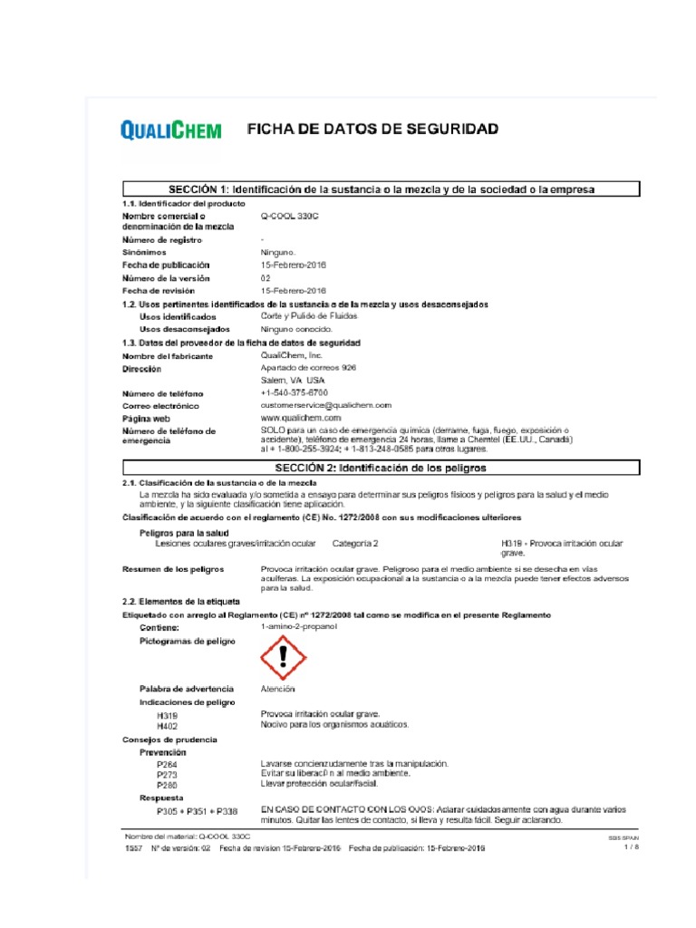 MSDS Qcool 330C | PDF