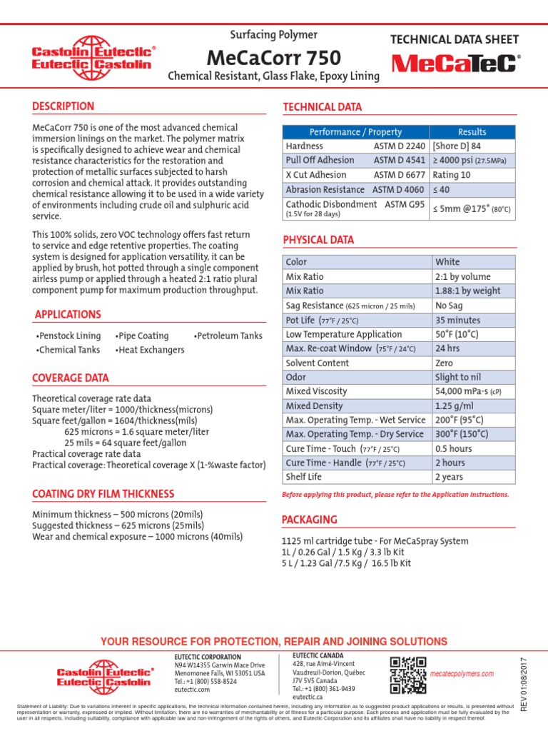 MeCaTeC MeCaCorr 750 Surface Polymer Ceramic Coating | PDF | Wear | Epoxy