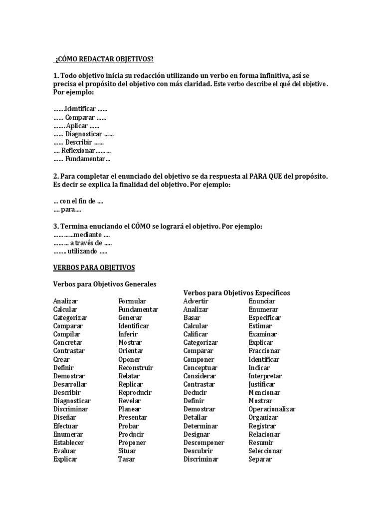 Como Redactar Objetivos PDF | PDF | Crecimiento personal y profesional