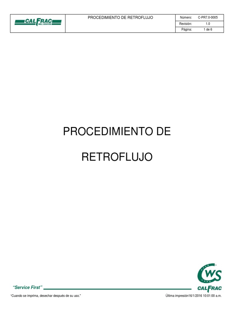 C-PR7.0-0005 Procedimiento de Retroflujo PDF | PDF | Presión | Gases