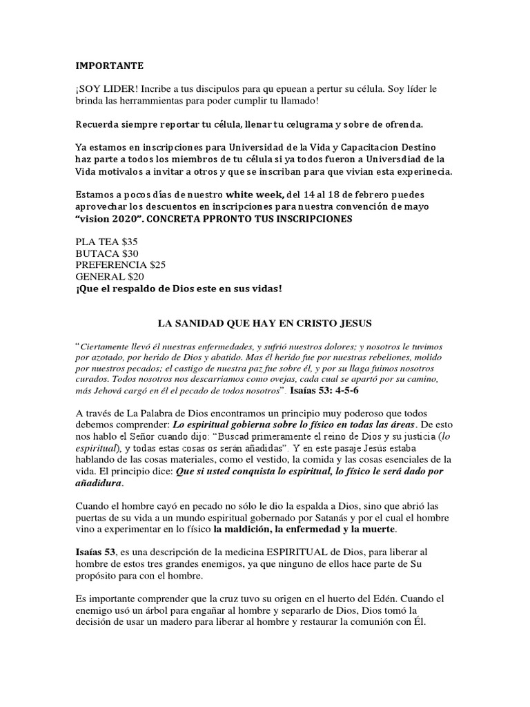 Sanidad en Cristo Jesús | PDF | Pecado | Jesús