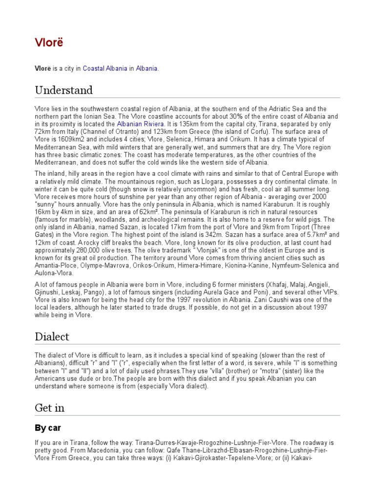 Vlore Guide | PDF | Albania | Foods
